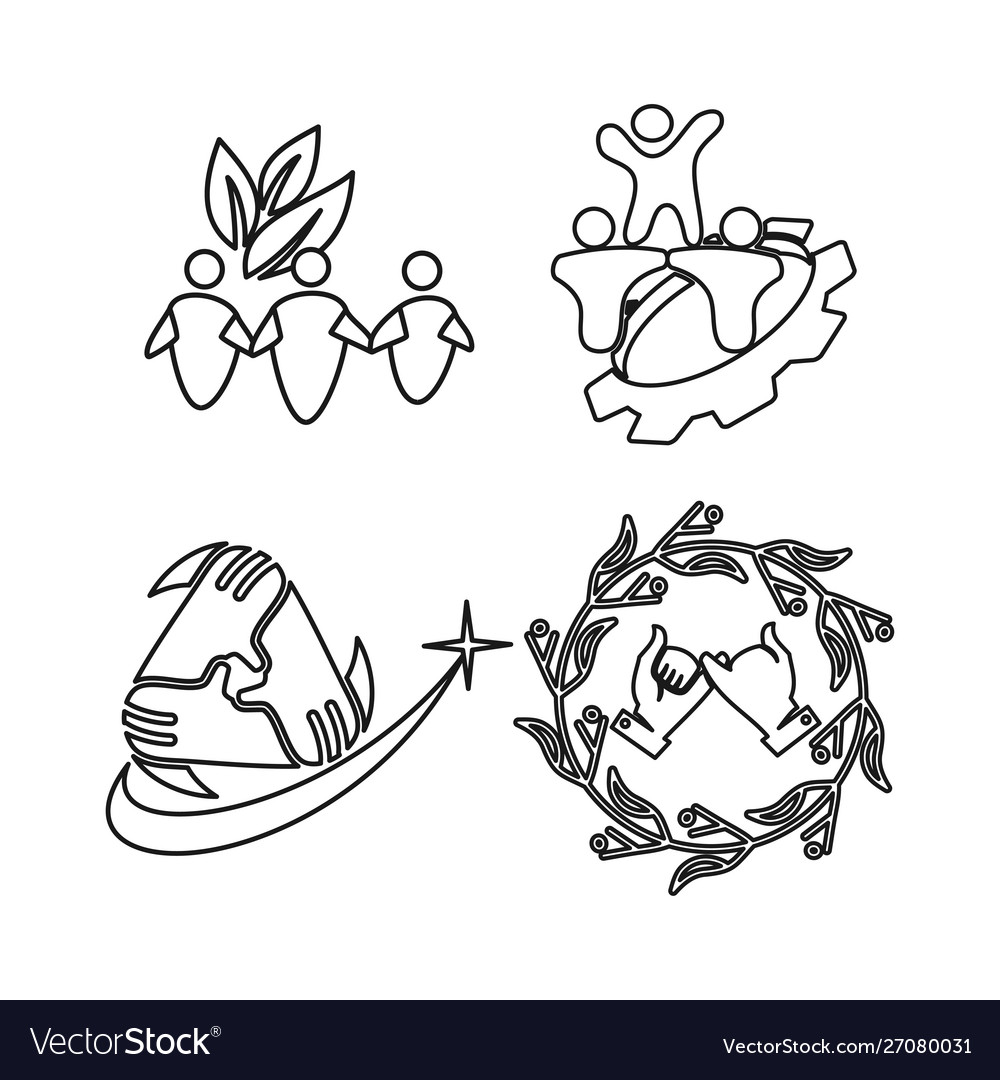 Leaf gear star commitment teamwork together Vector Image