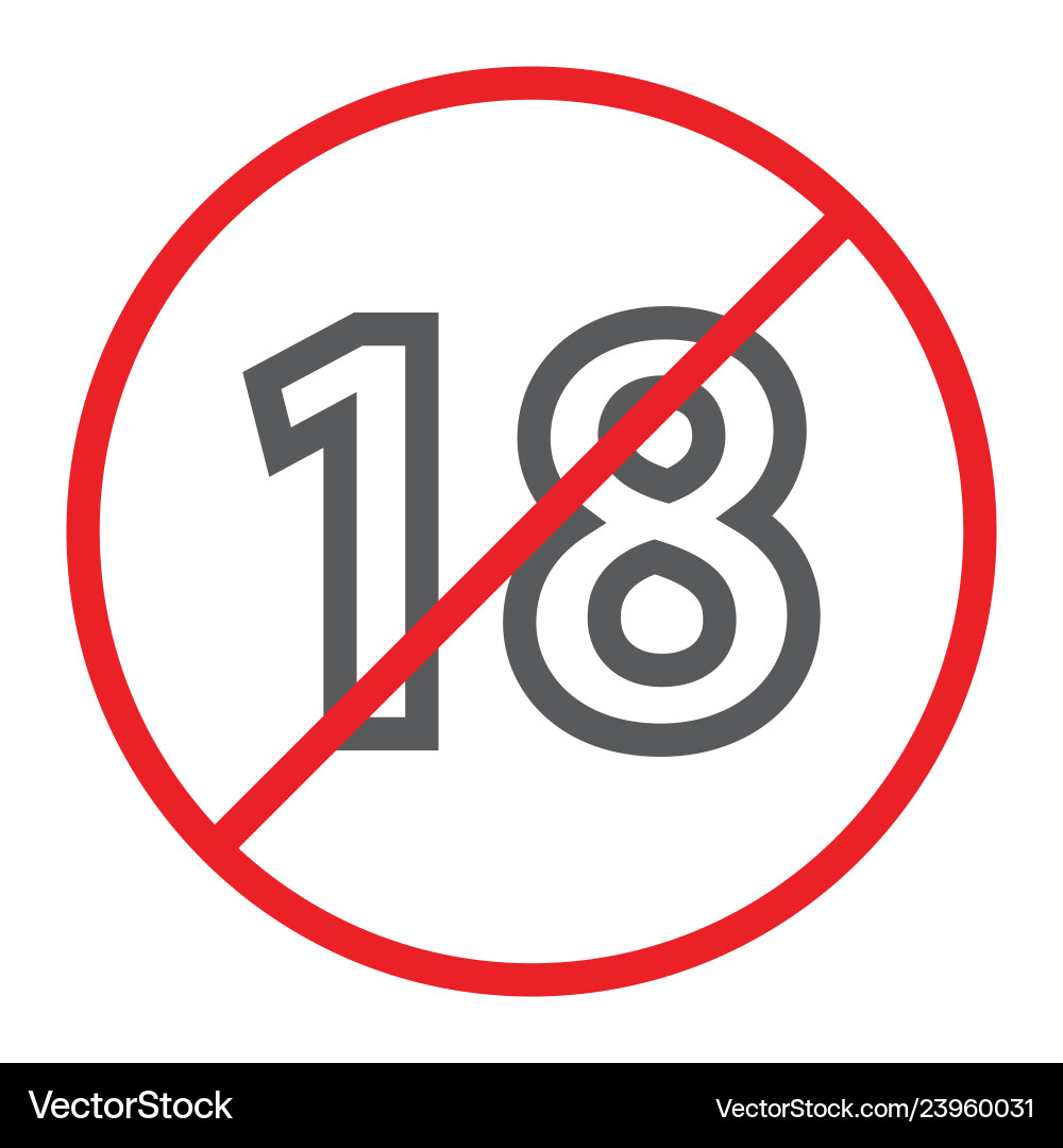 No 18 plus line icon prohibited and ban age Vector Image