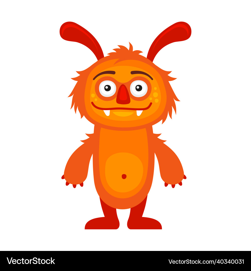 Orange cartoon monster on white background Vector Image