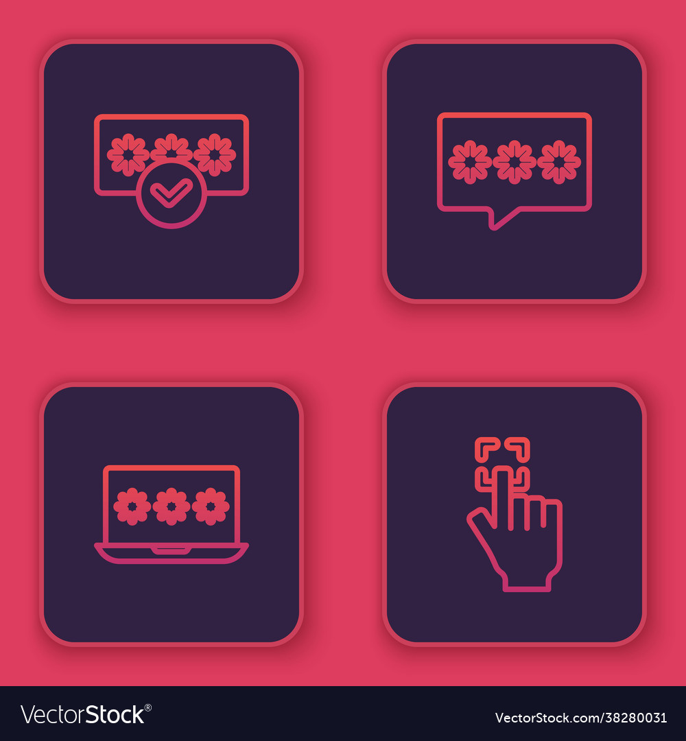 Set Line Password Protection Laptop With Password Vector Image
