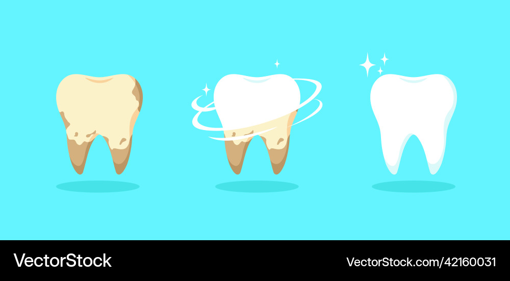 Set of teeth on blue background Royalty Free Vector Image