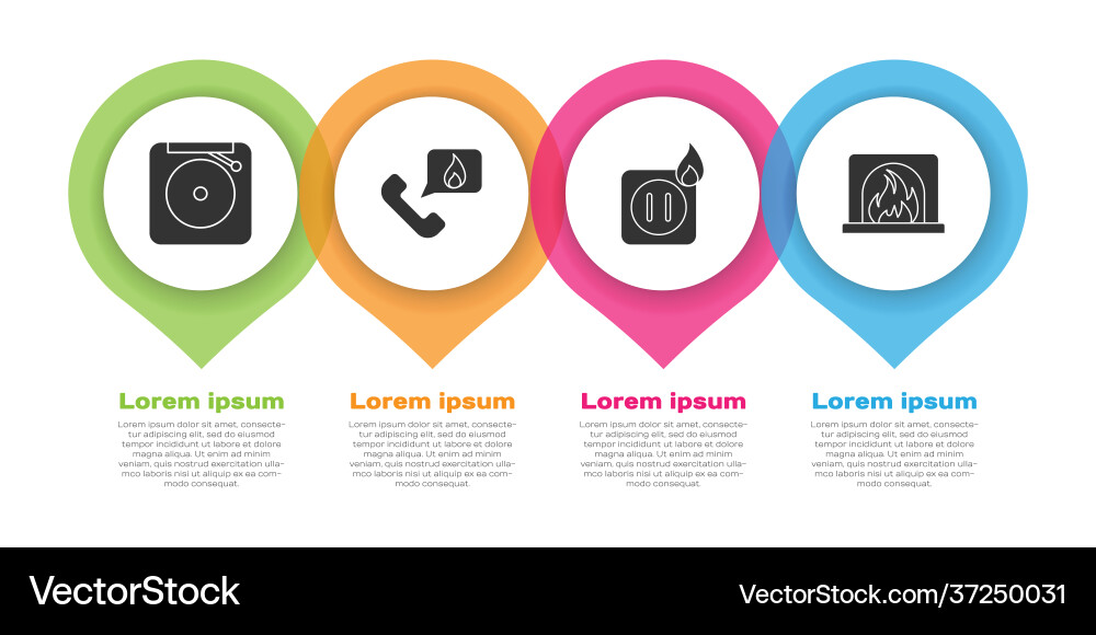 Set ringing alarm bell telephone with emergency Vector Image