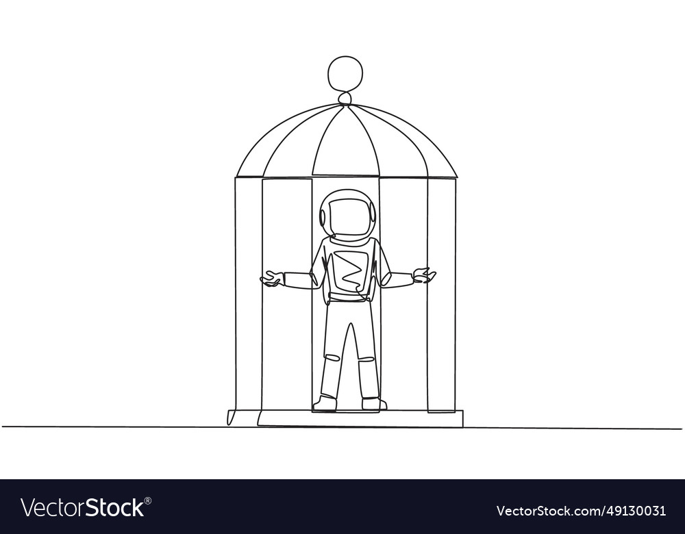 Single continuous line drawing astronaut trapped Vector Image Single continuous line drawing astronaut trapped Vector Image