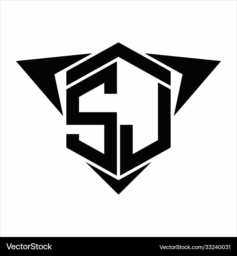 Sj logo monogram with wings arrow around design Vector Image