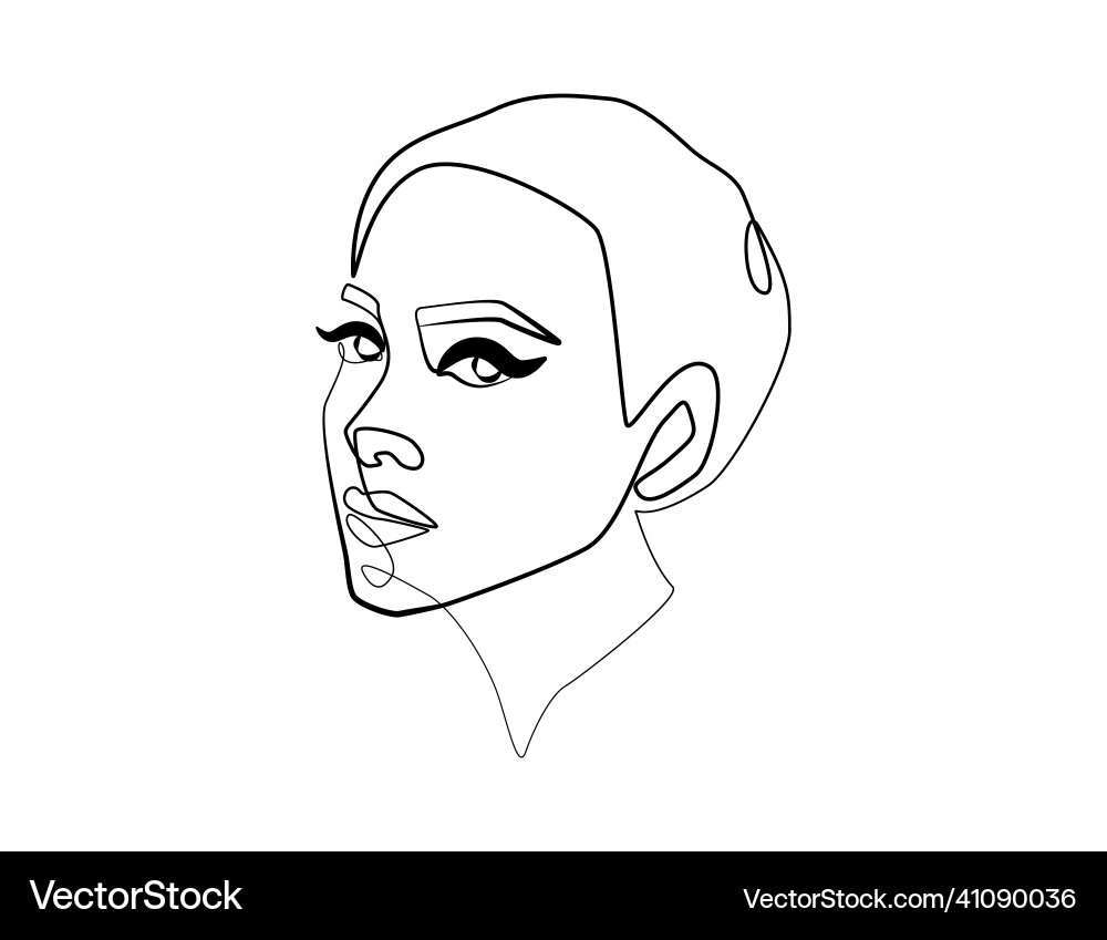 Abstract woman face one continuous line drawing Vector Image