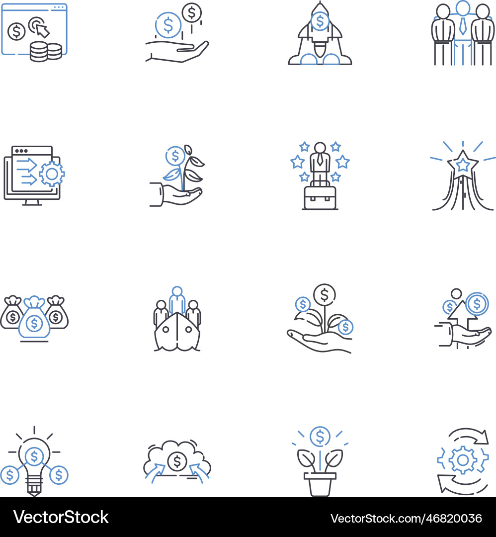 Asset examination line icons collection audit Vector Image
