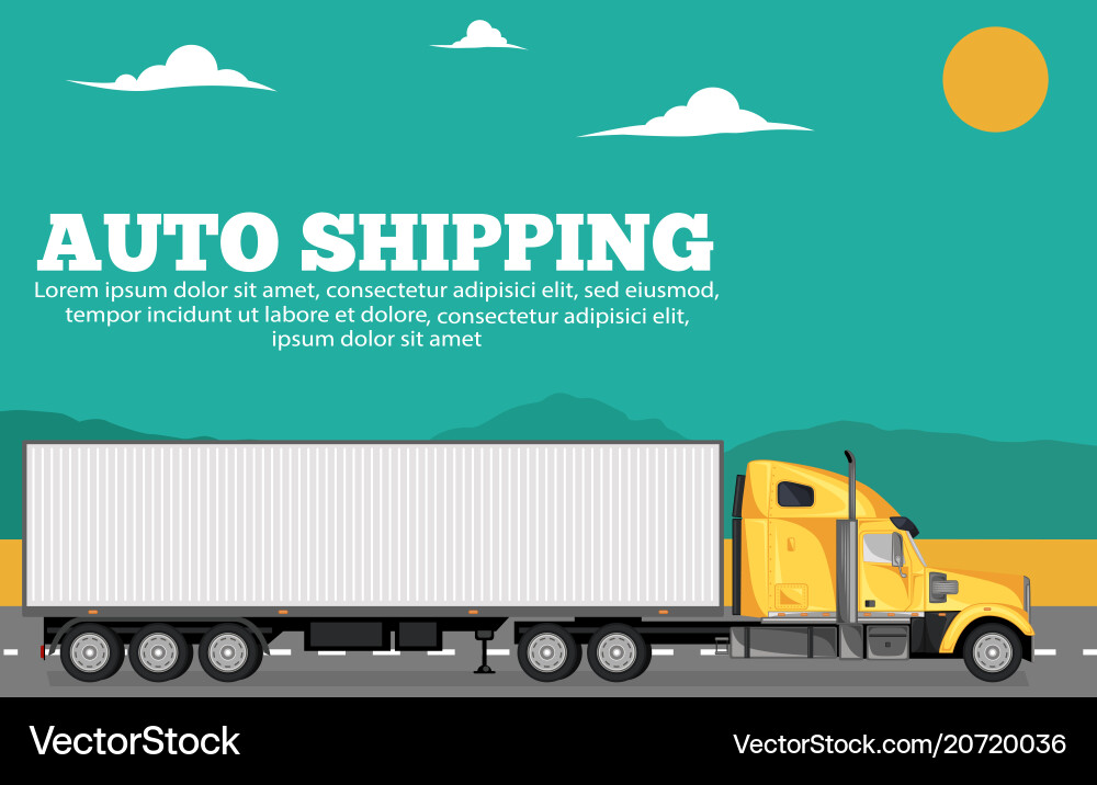 Auto shipping banner with container truck Vector Image