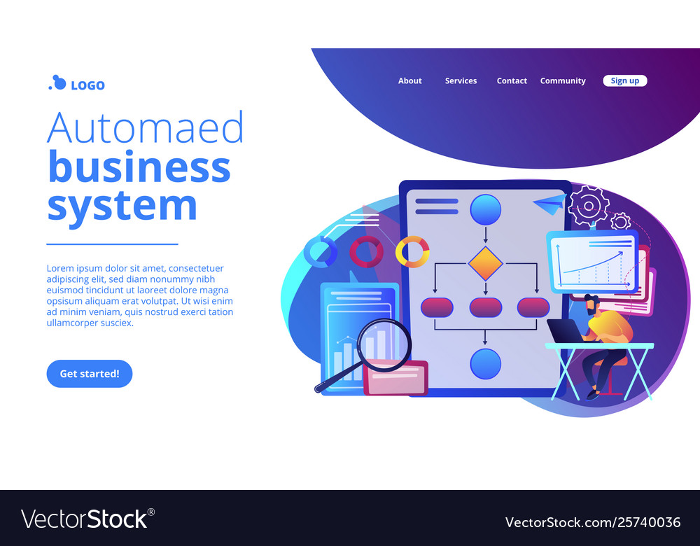 Business process automation bpa concept landing Vector Image Business process automation bpa concept landing Vector Image