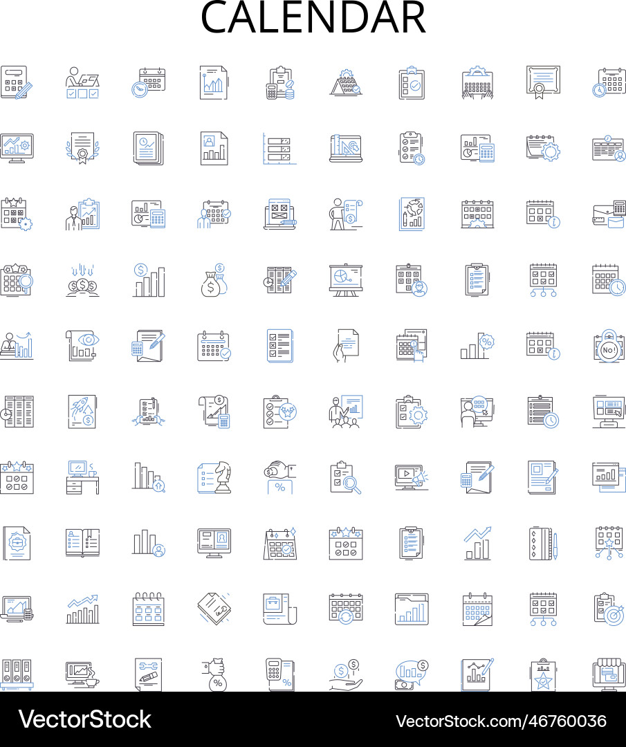 Calendar outline icons collection Royalty Free Vector Image