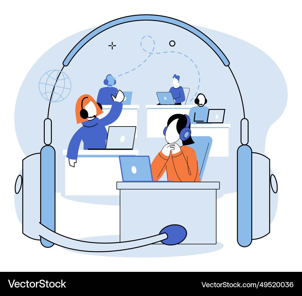 Call center hotline the hot line serves Royalty Free Vector
