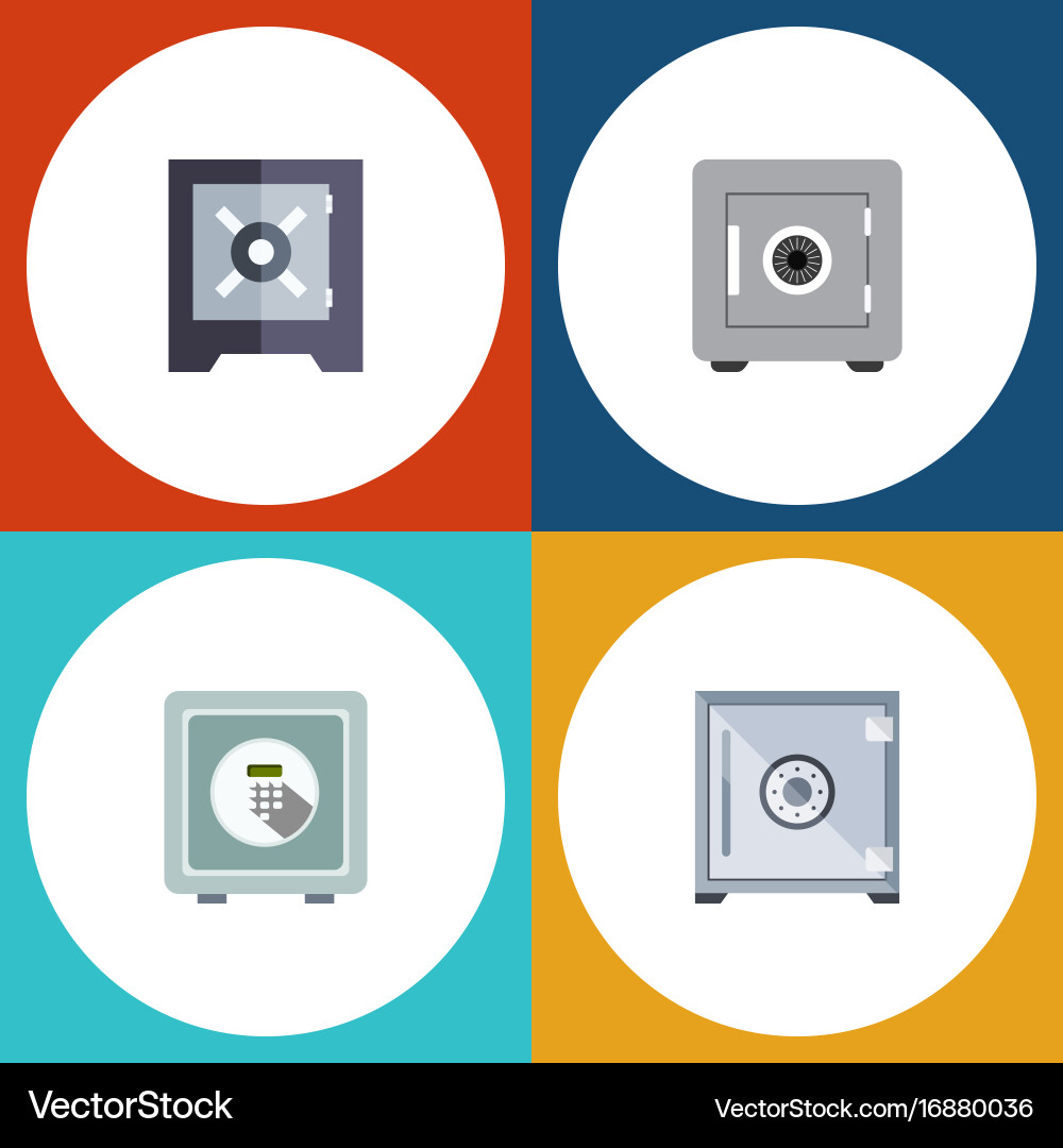 Flat icon closed set of strongbox safe locked Vector Image
