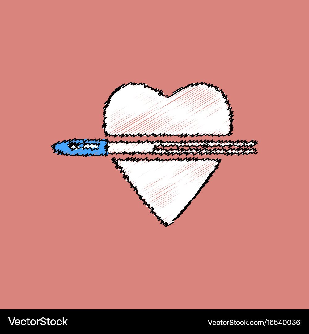 Flat shading style icon bullet wounded the heart Vector Image