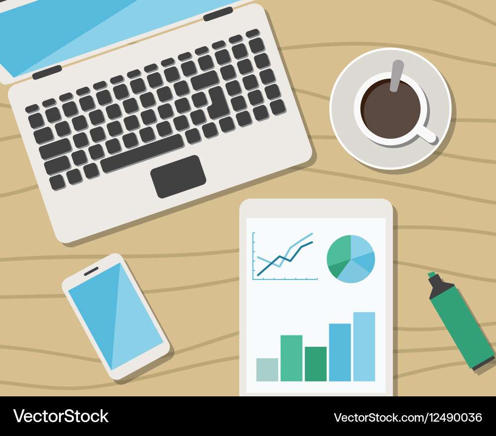 Flat style modern design of office workplace Vector Image
