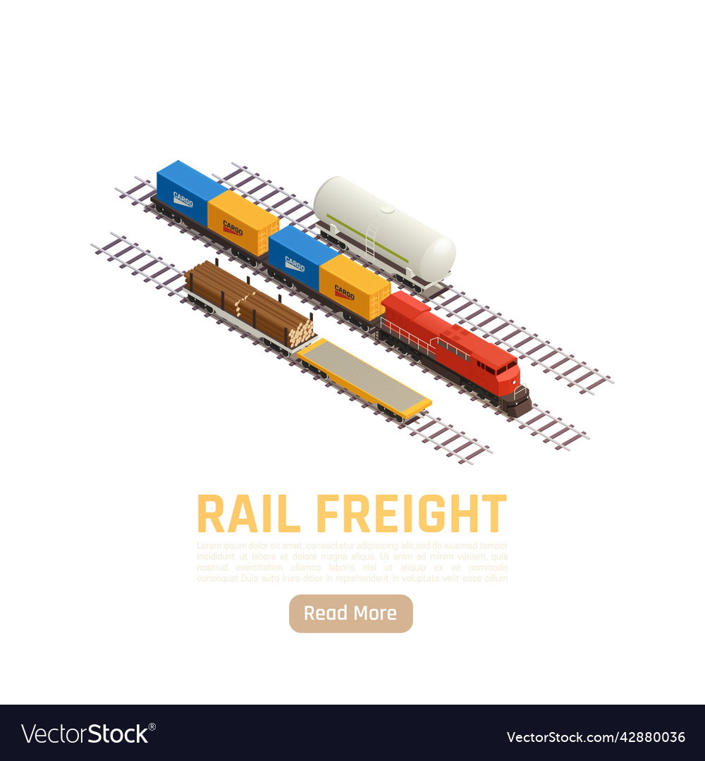 Isometric freight train background Royalty Free Vector Image