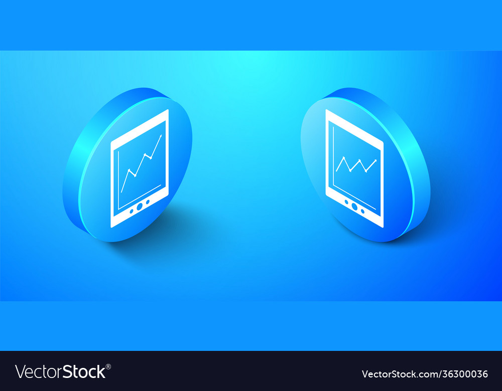 Isometric tablet with statistic graph chart icon Vector Image
