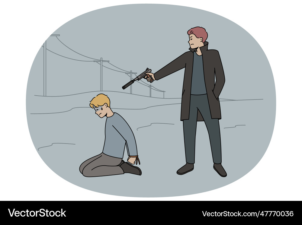 Killer holding gun to victim head Royalty Free Vector Image