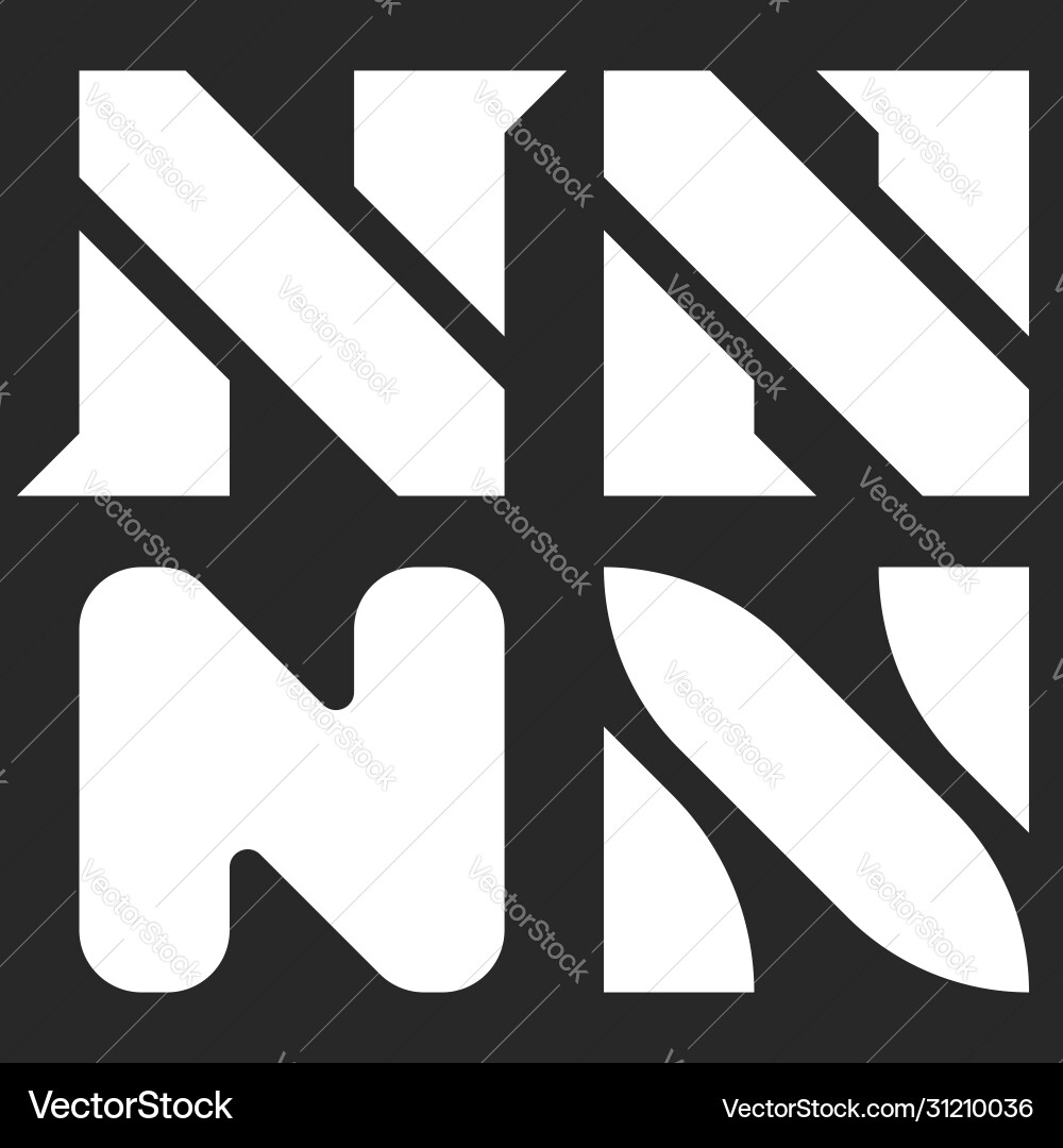 Letter n logo set black and white minimal style Vector Image