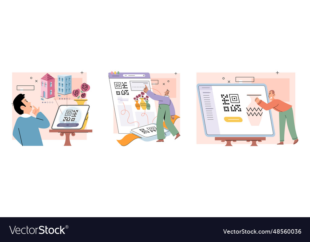 People use phone for scan and pay with qr code Vector Image