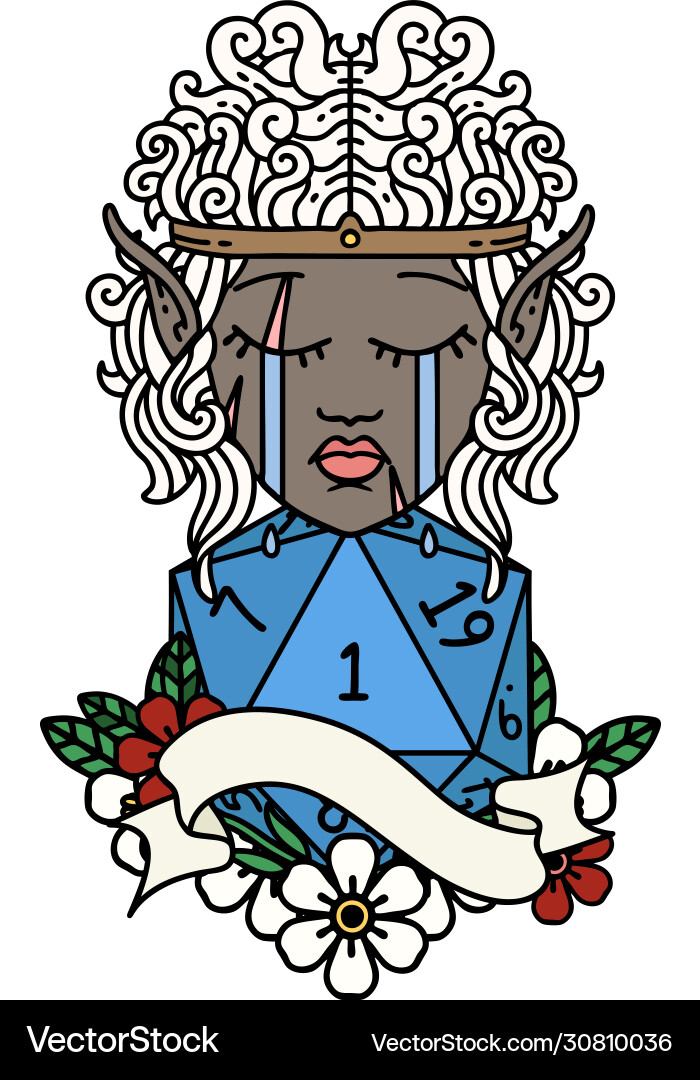 Sad elf barbarian character face with natural one Vector Image