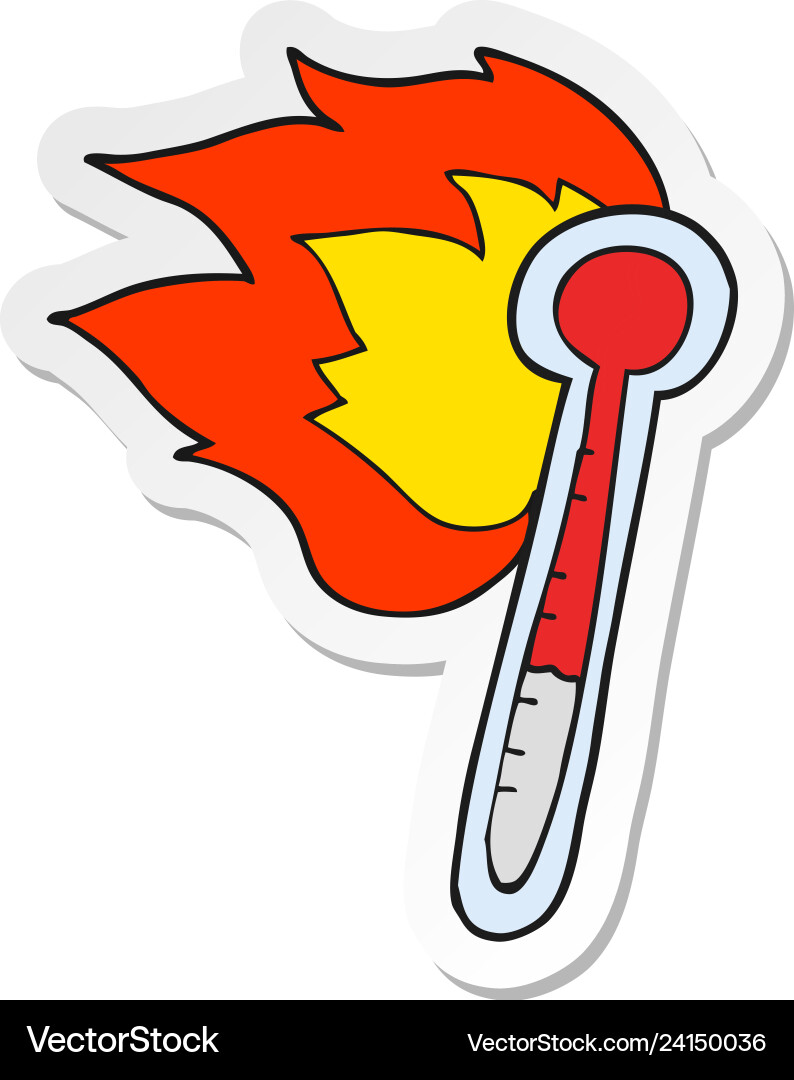 Sticker a cartoon temperature gauge getting Vector Image