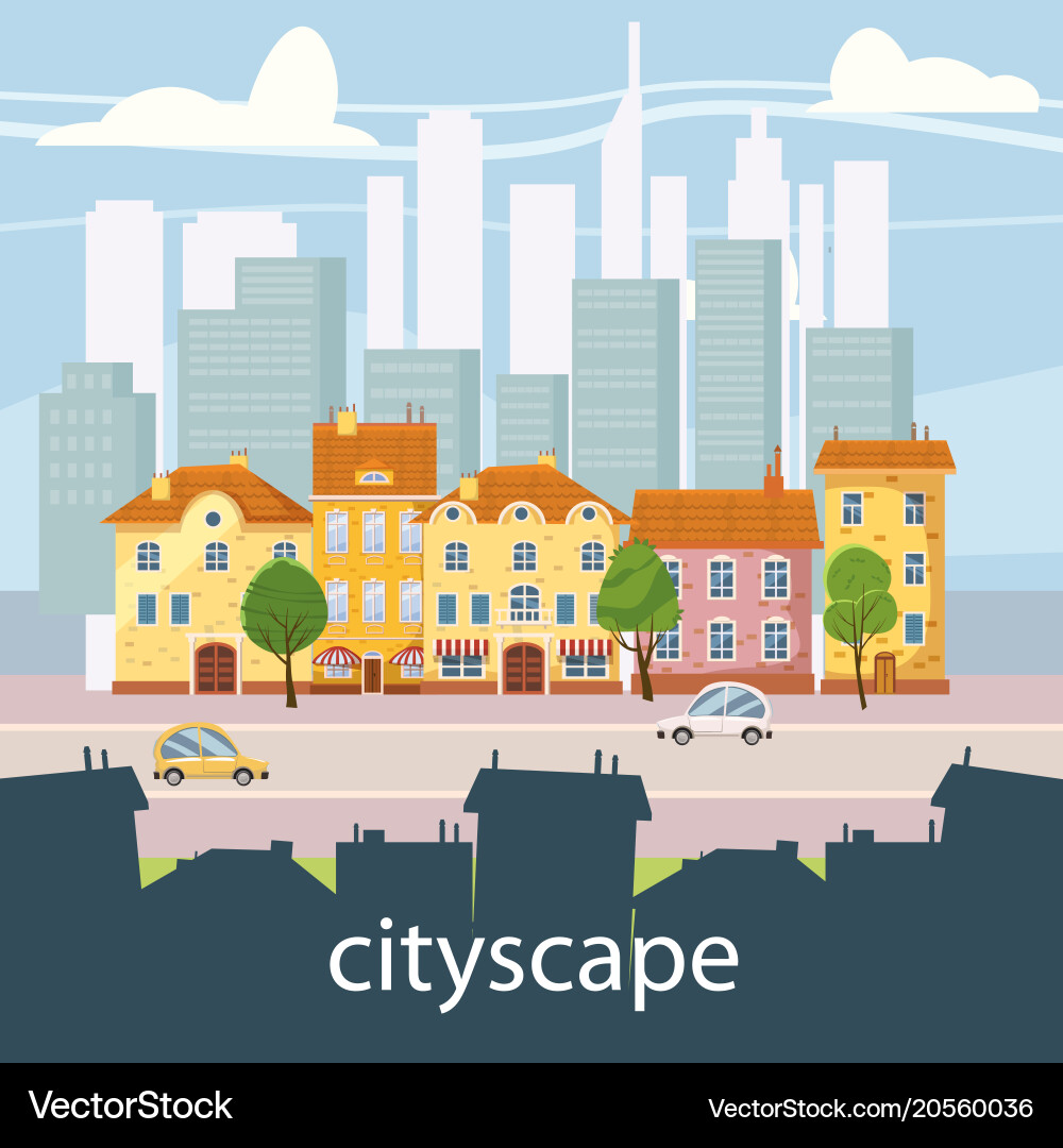 Urban landscape with large modern buildings Vector Image
