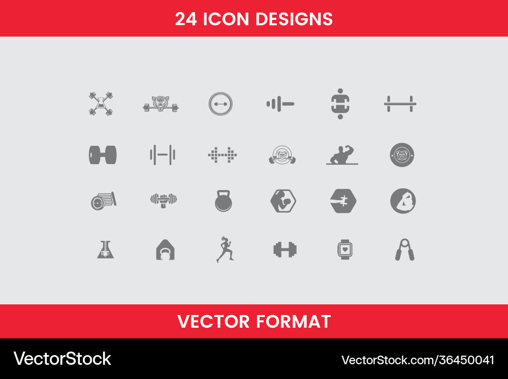 24 icon fitness designs Royalty Free Vector Image