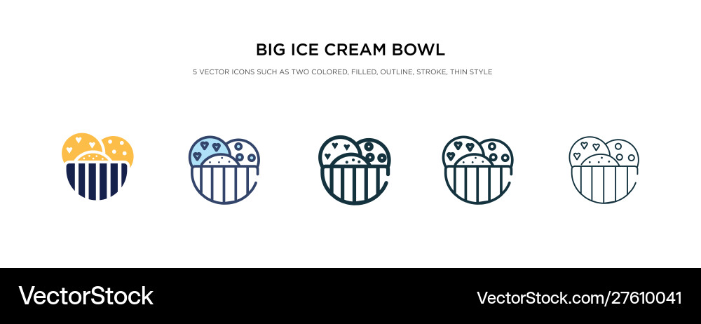 Big ice cream bowl icon in different style two Vector Image