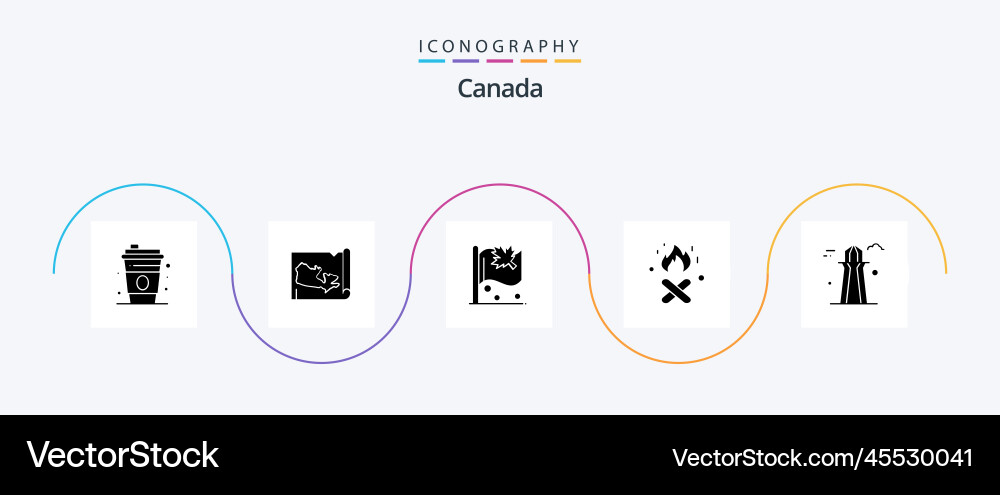 Canada glyph 5 icon pack including tower Vector Image