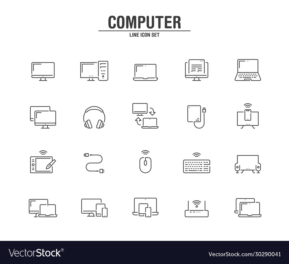 Computer and technology line icons Royalty Free Vector Image