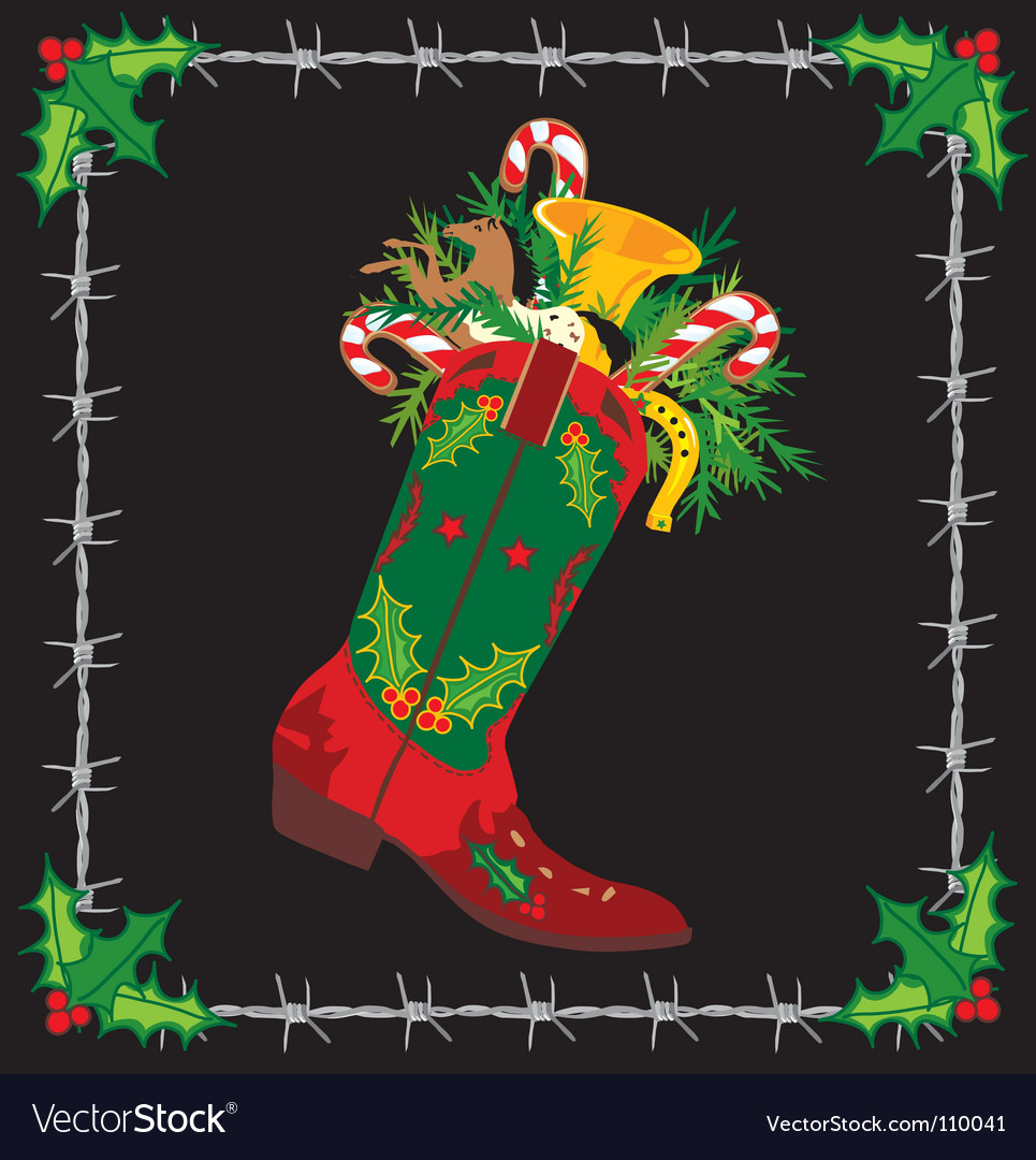 Cowboy boot stocking Royalty Free Vector Image