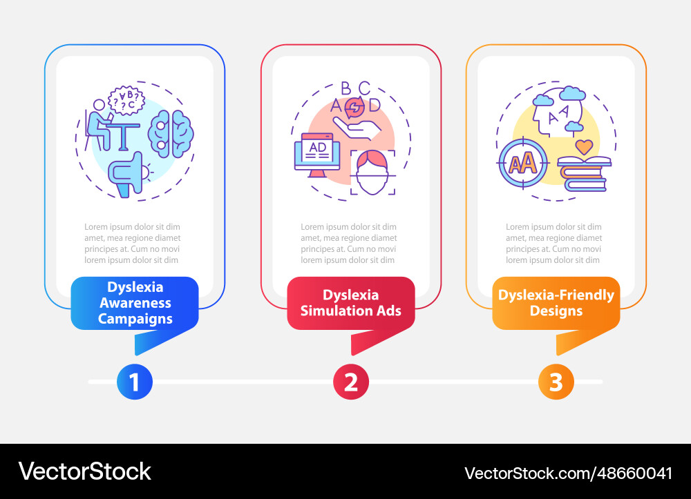 Dyslexia layout with colorful thin line icons Vector Image