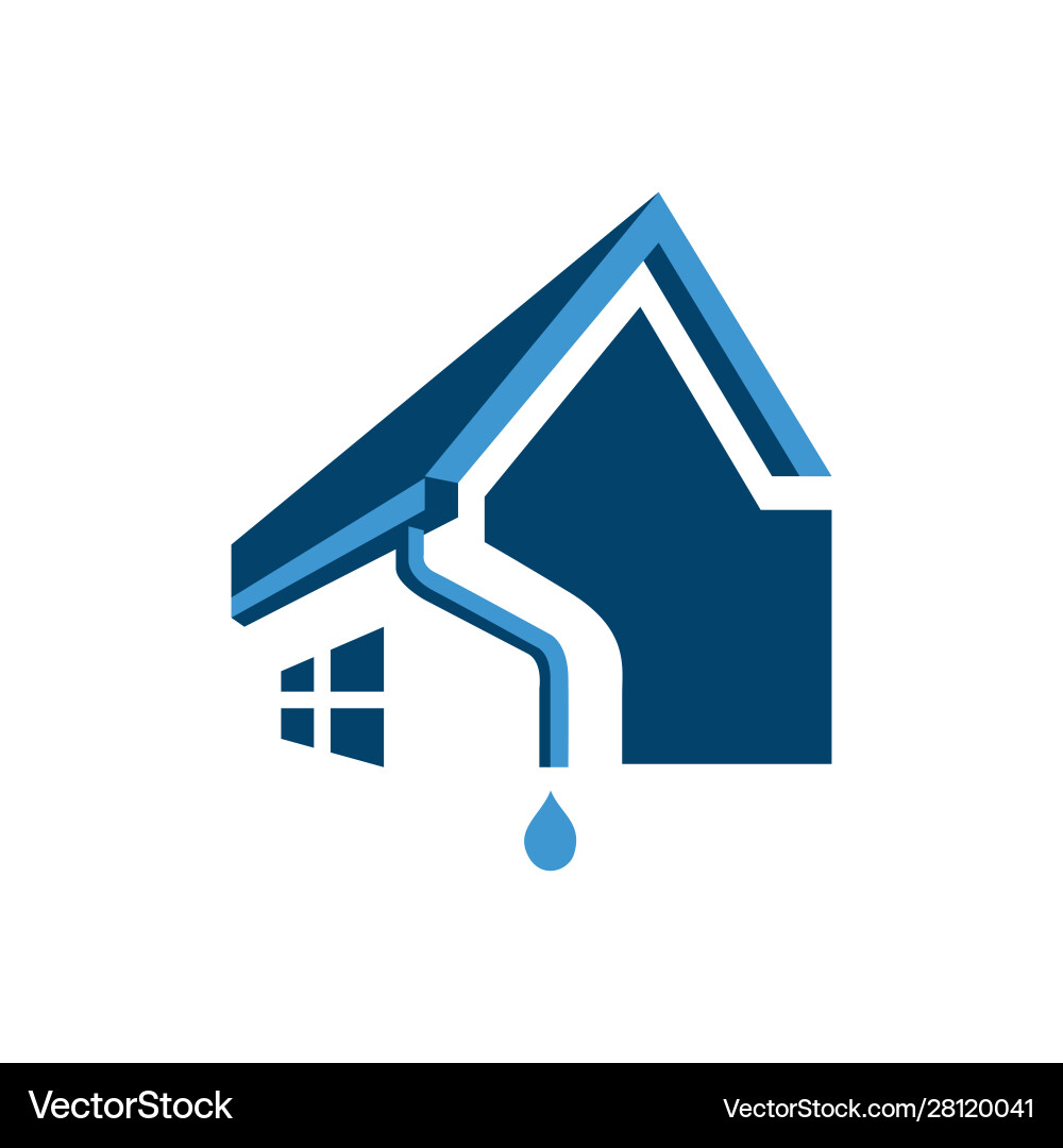 House roof gutter logo design home pipe Royalty Free Vector