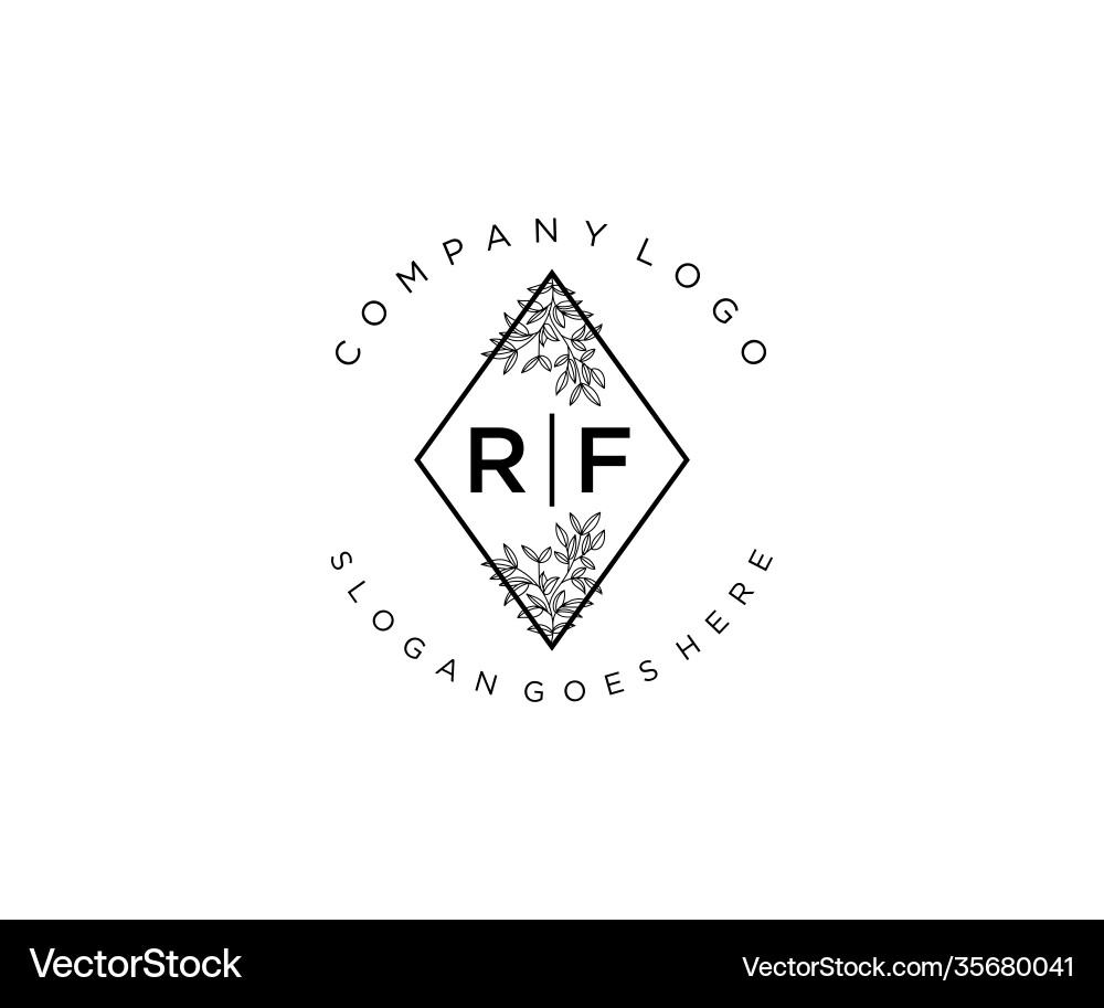 Initial rf letters beautiful floral feminine Vector Image