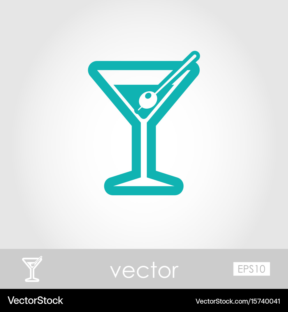 Martini cocktail outline icon summer vacation Vector Image