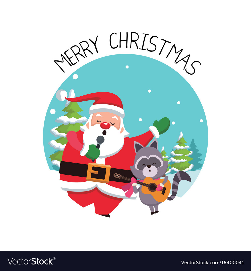 Merry christmas card cartoon Royalty Free Vector Image