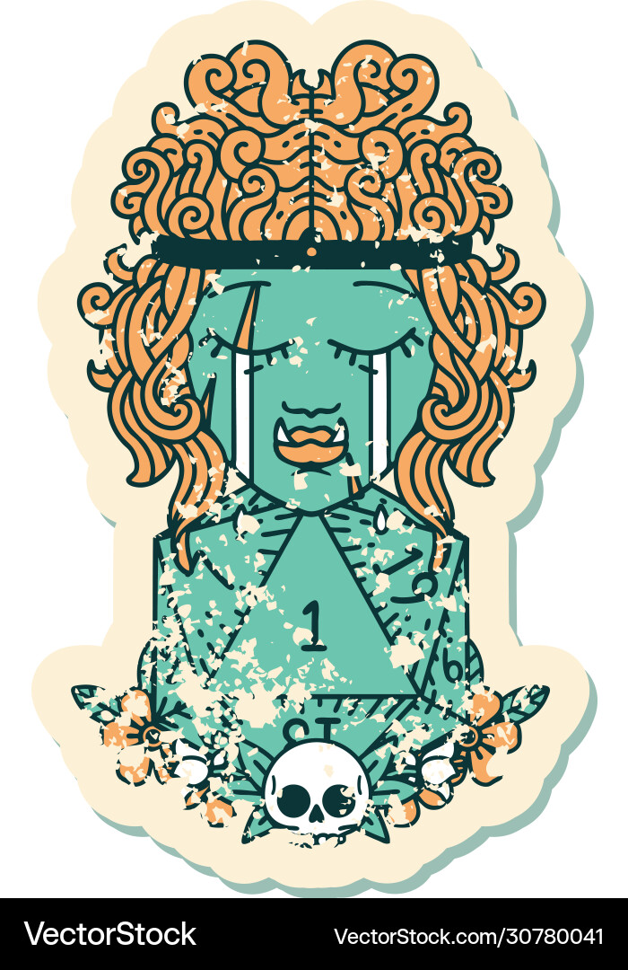 Sad orc barbarian character face with natural one Vector Image