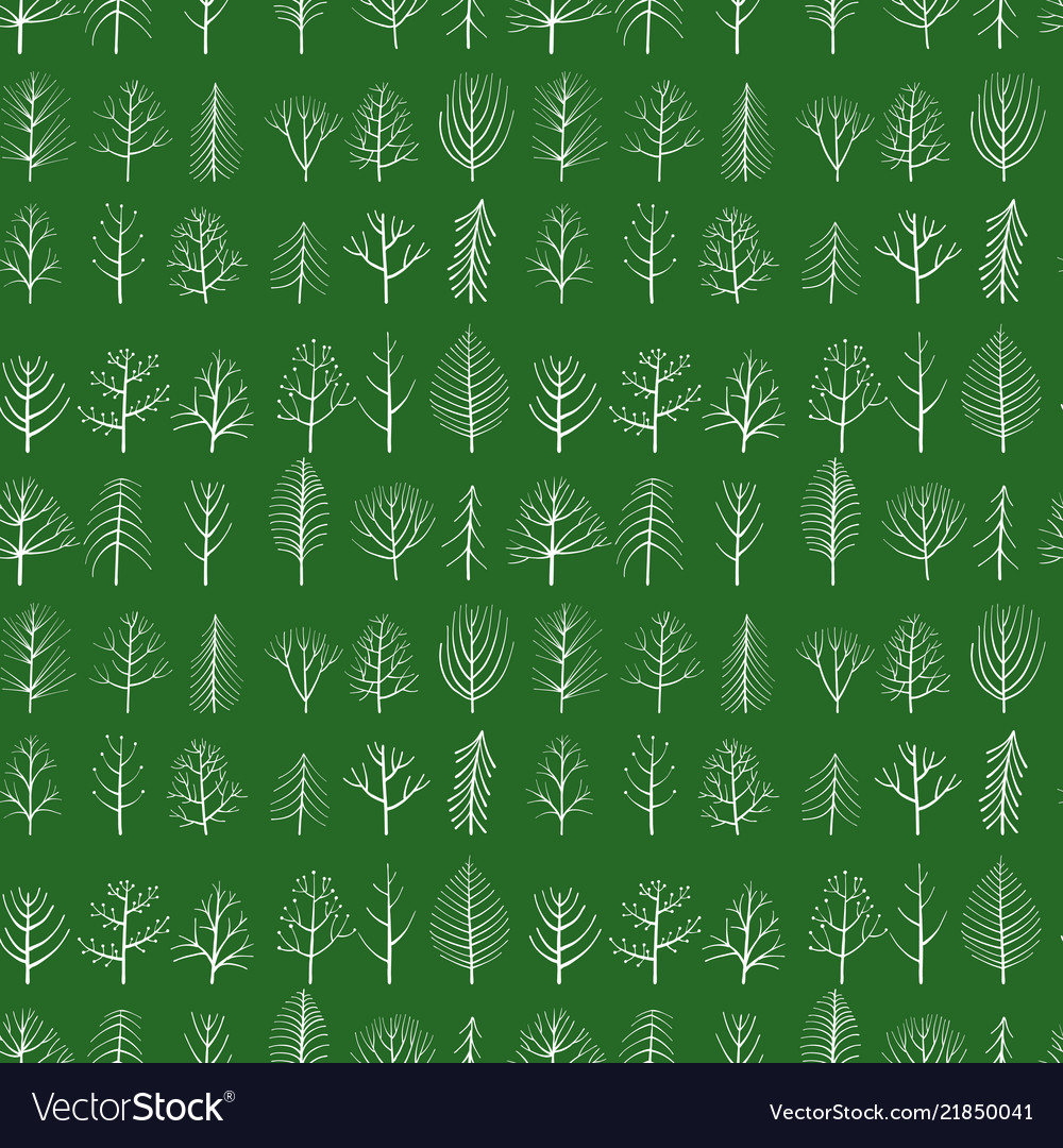 Seamless patterns with doodle trees Royalty Free Vector