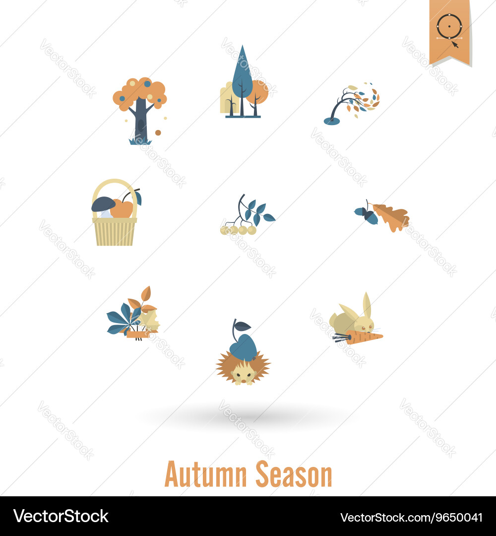 Set of flat autumn icons Royalty Free Vector Image