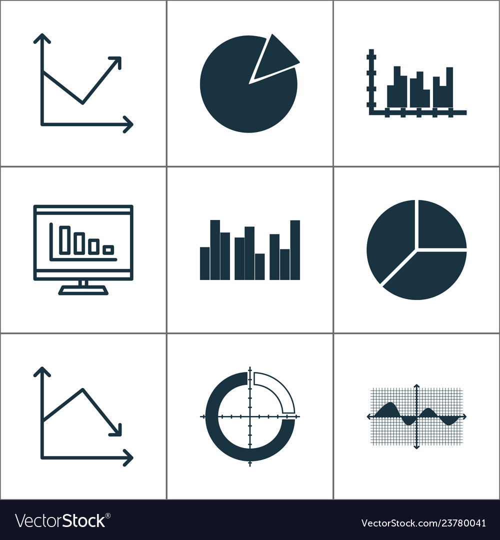 Set of graphs diagrams and statistics icons Vector Image