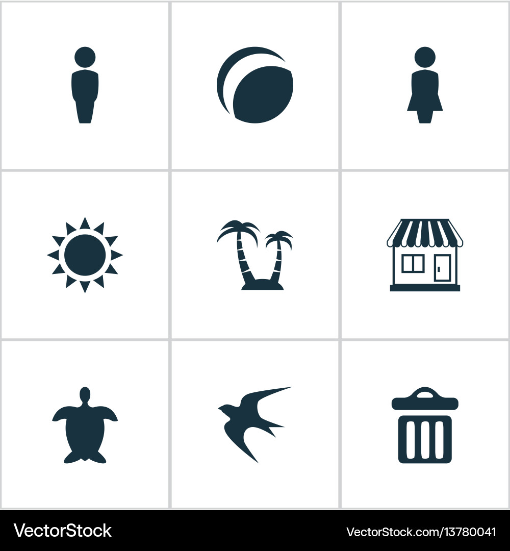 Set of simple beach icons Royalty Free Vector Image