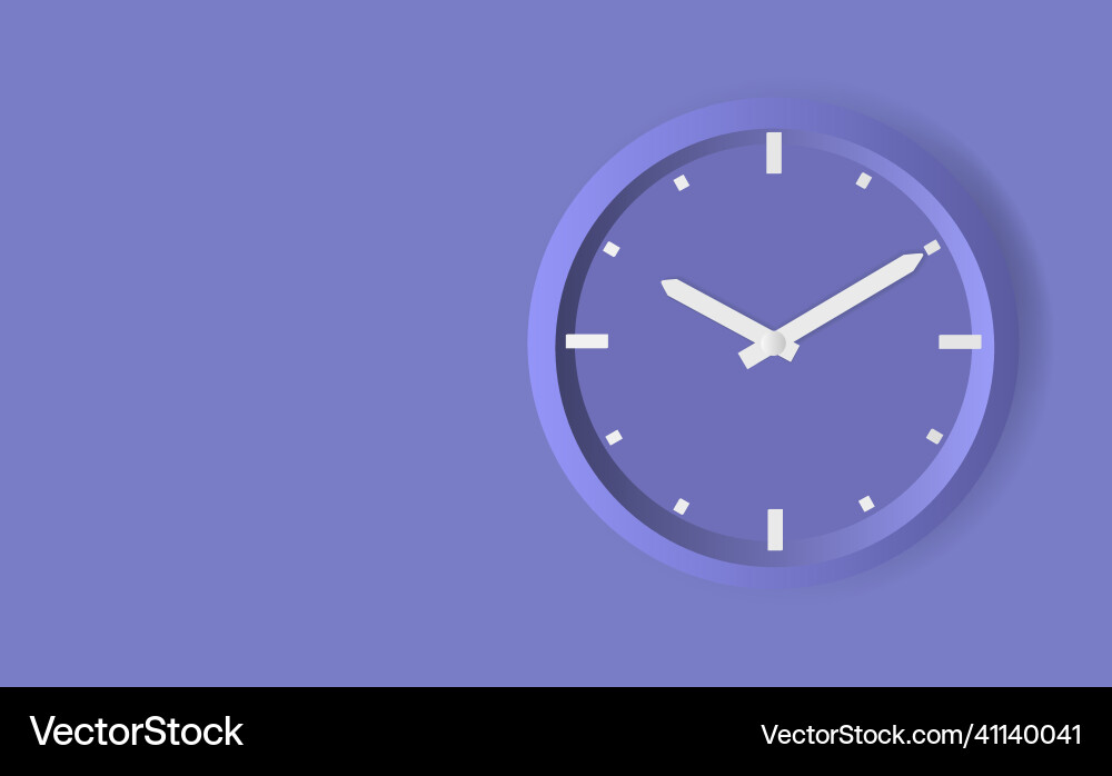 Stylish round clock with white hands and purple Vector Image