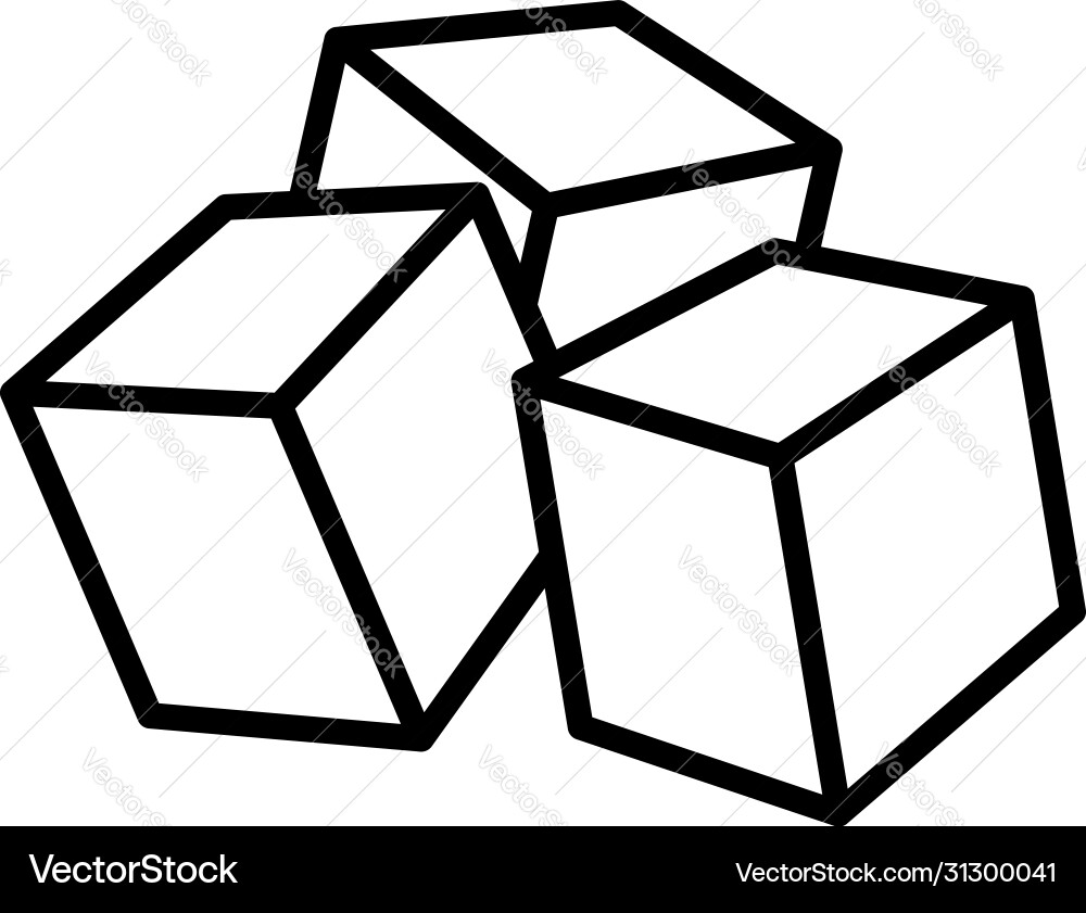 Sugar cubes or ice cubes line icon food Royalty Free Vector