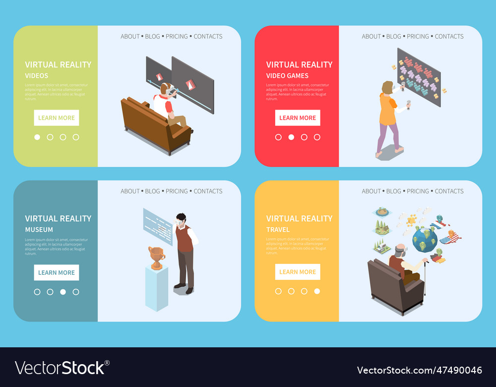 Augmented reality isometric banners Royalty Free Vector Augmented reality isometric banners Royalty Free Vector