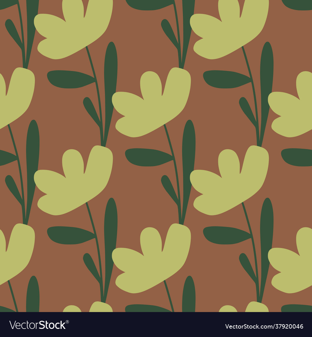 Bloom botanic seamless pattern with green simple Vector Image