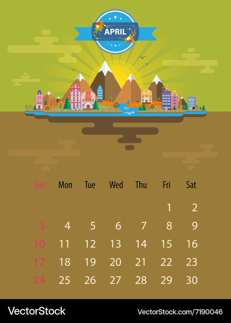 Calendar of april Royalty Free Vector Image - VectorStock