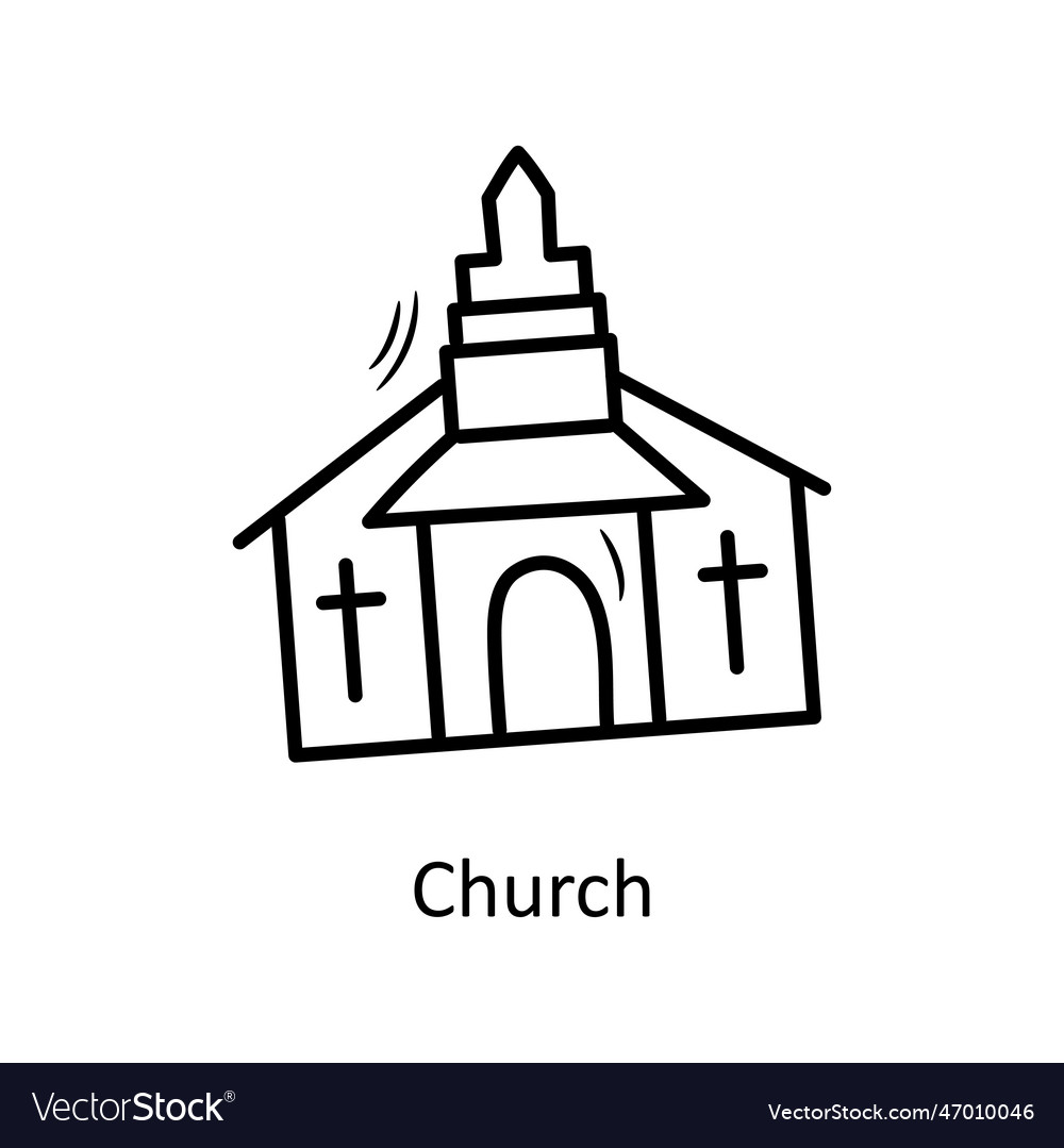 Church outline icon design ch Royalty Free Vector Image