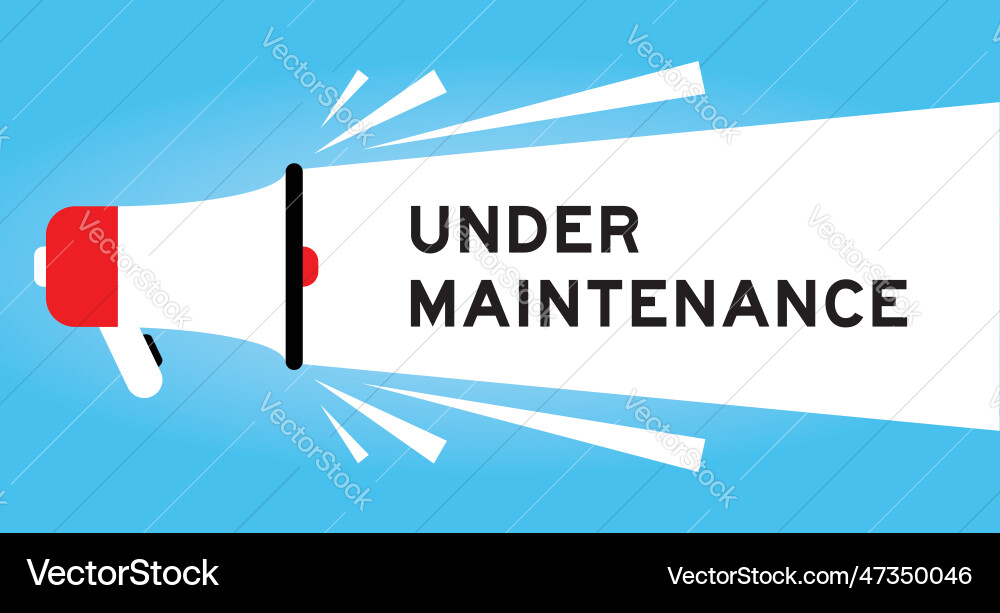 Color megaphone icon with word under maintenance Vector Image