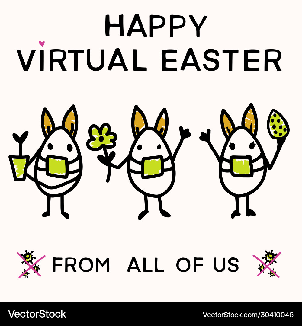Corona virus happy easter bunny egg social media Vector Image
