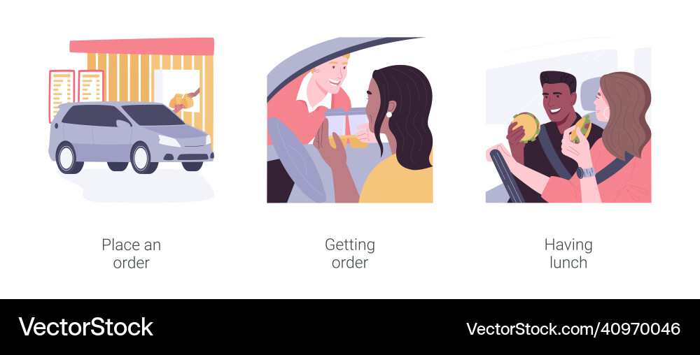 Drive in restaurant isolated cartoon Royalty Free Vector