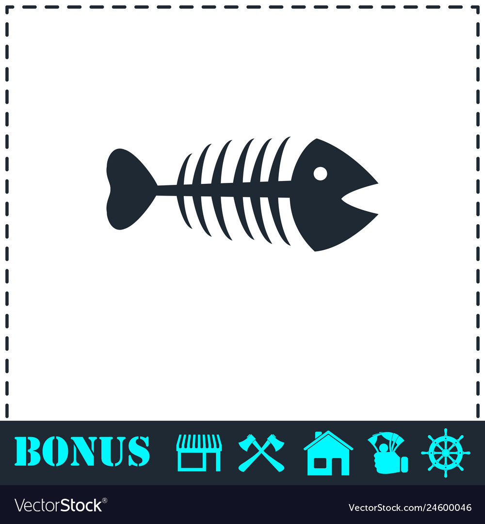 Fishbone icon flat Royalty Free Vector Image - VectorStock